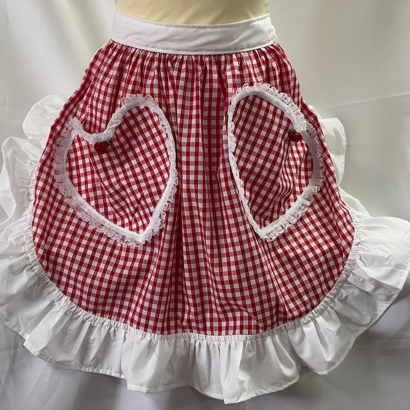 Red Gingham Apron - Etsy