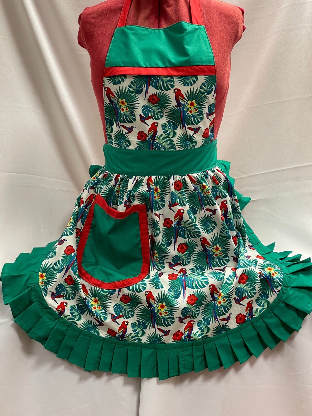 Retro Vintage 50s Style Full Apron / Pinny - Tropical Theme on Cream ...
