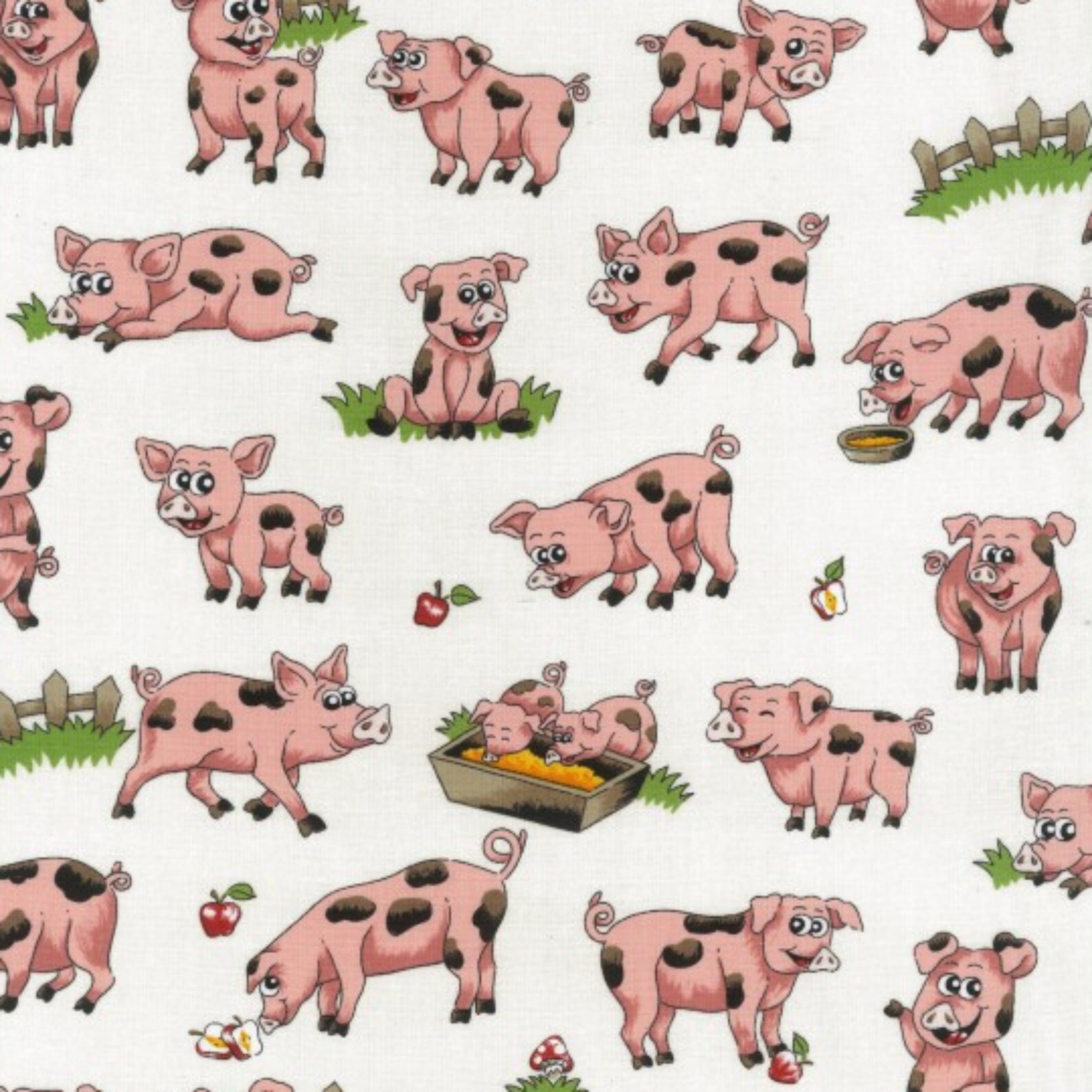 100% Cotton Print Fabric Farm Fun Pigs 80500-104 - Etsy
