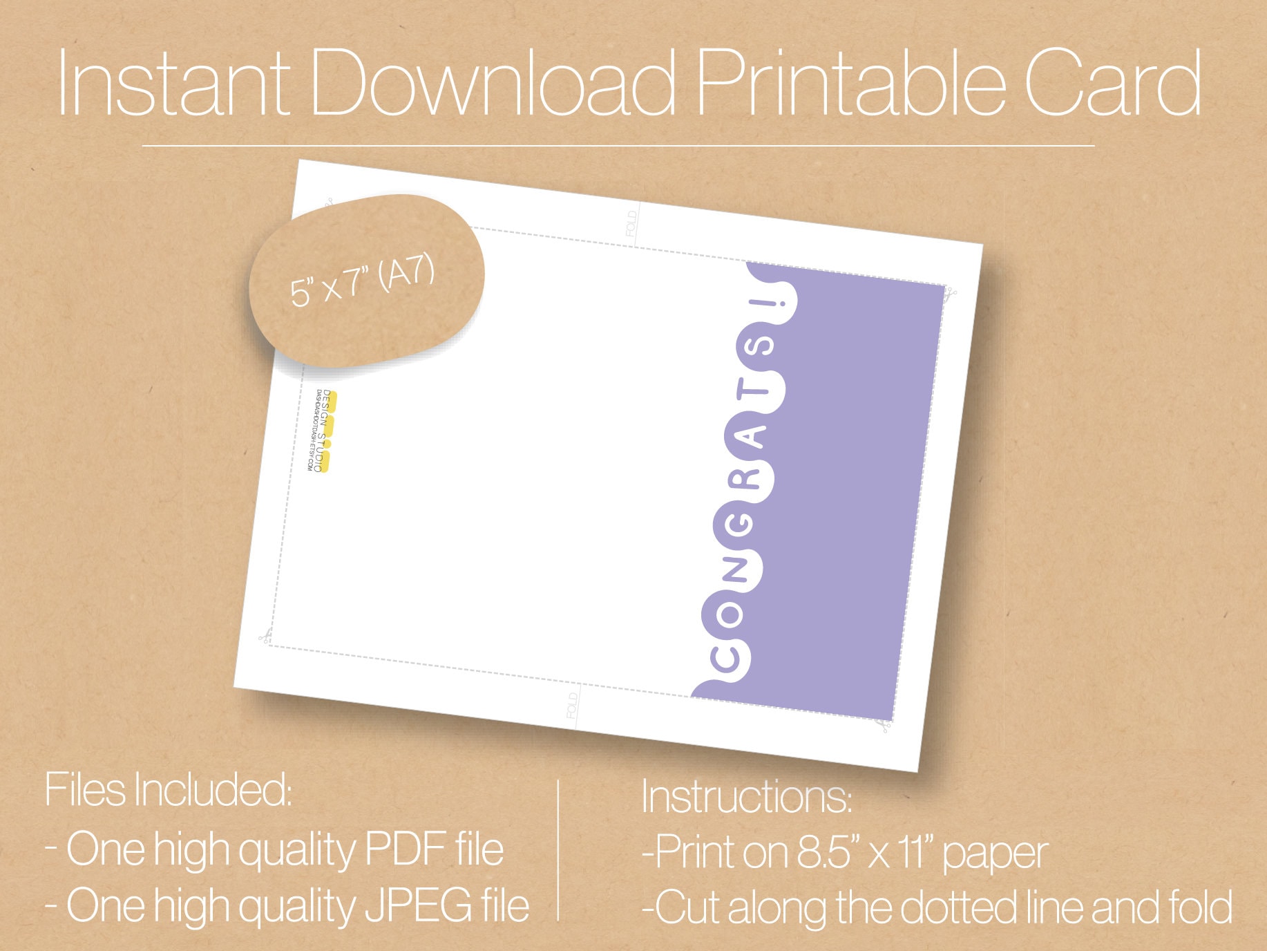 Congrats Graduation Digital Printable Card Simple Modern Hand Lettered ...