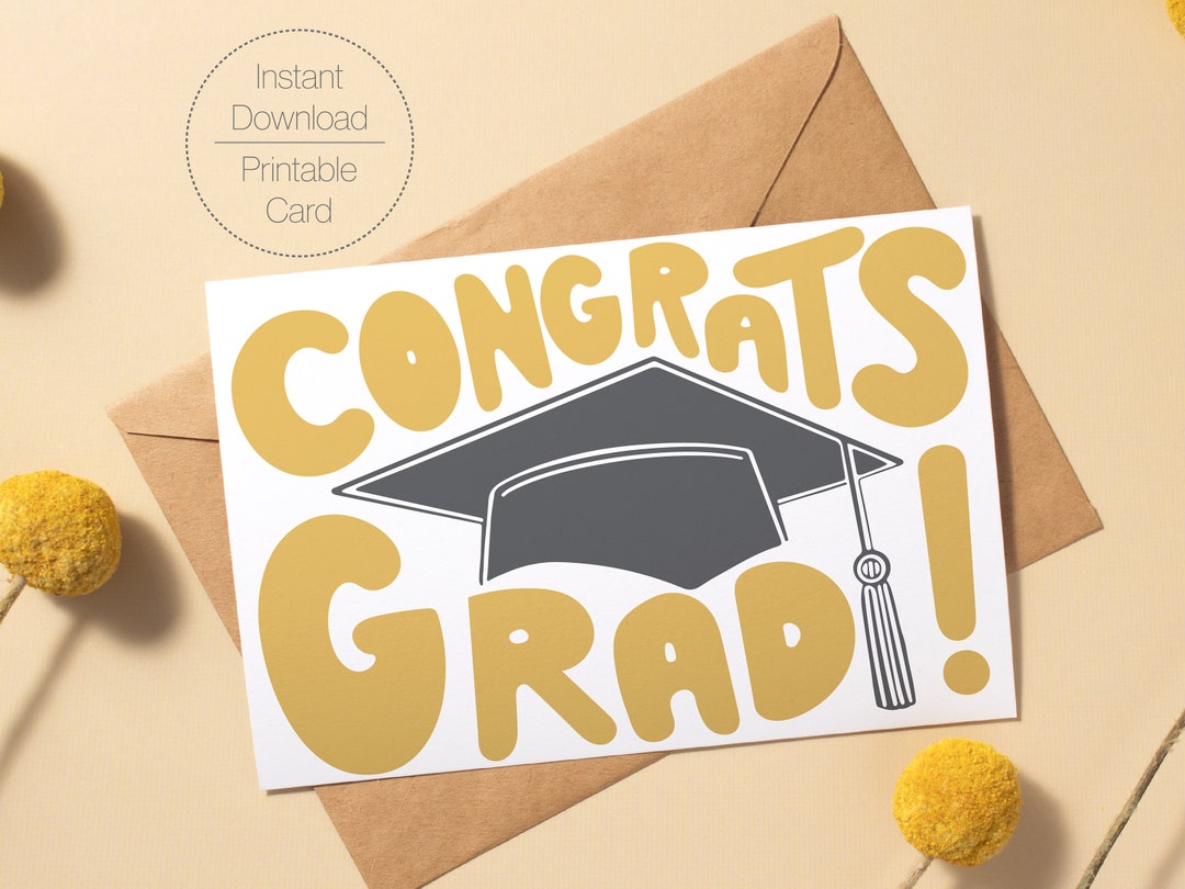 Congrats Grad! Printable Card | Instant Download Graduation Digital ...