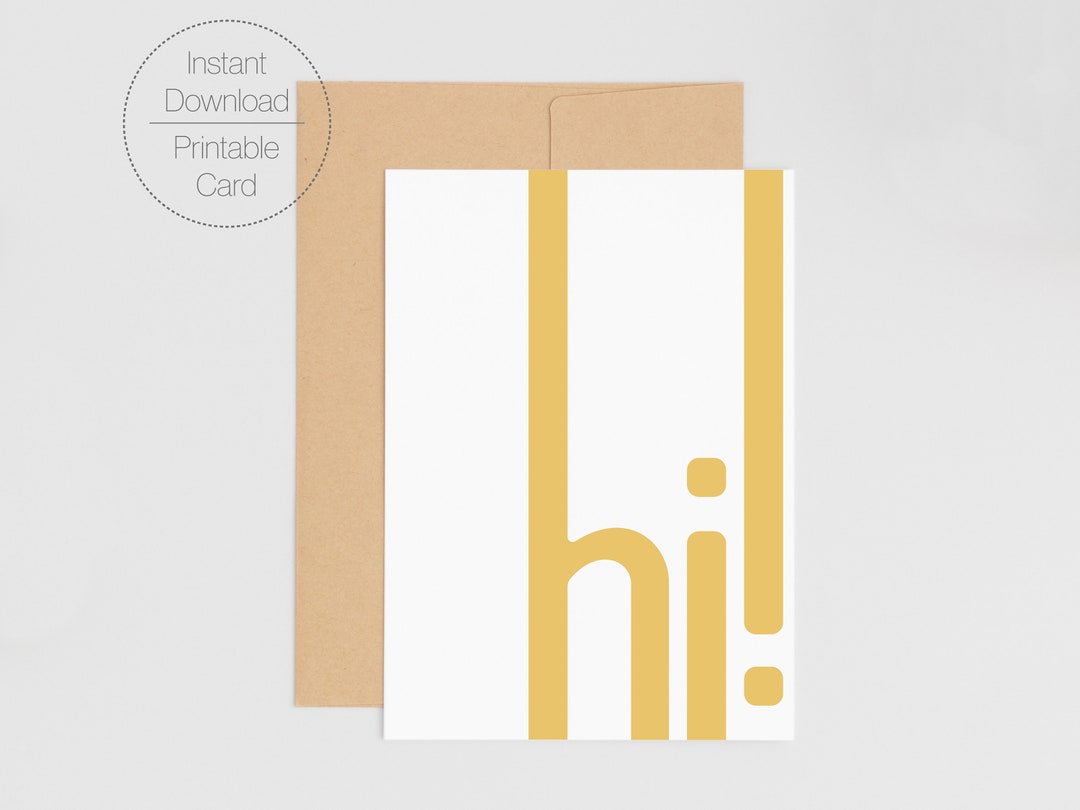 Hi! Printable Card | Simple Modern Hello Minimalist Download Greeting ...