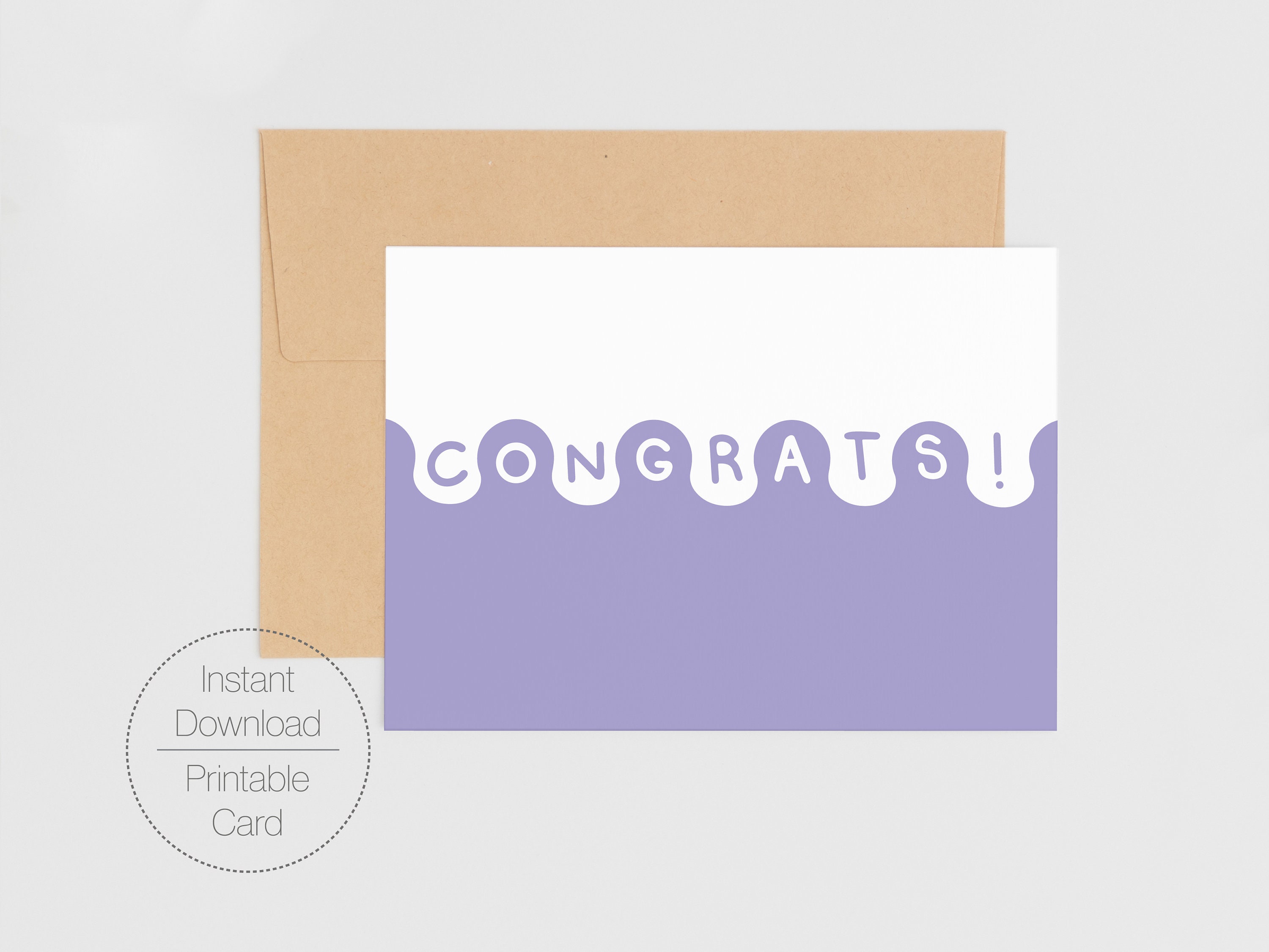 Congrats Graduation Digital Printable Card Simple Modern Hand Lettered ...