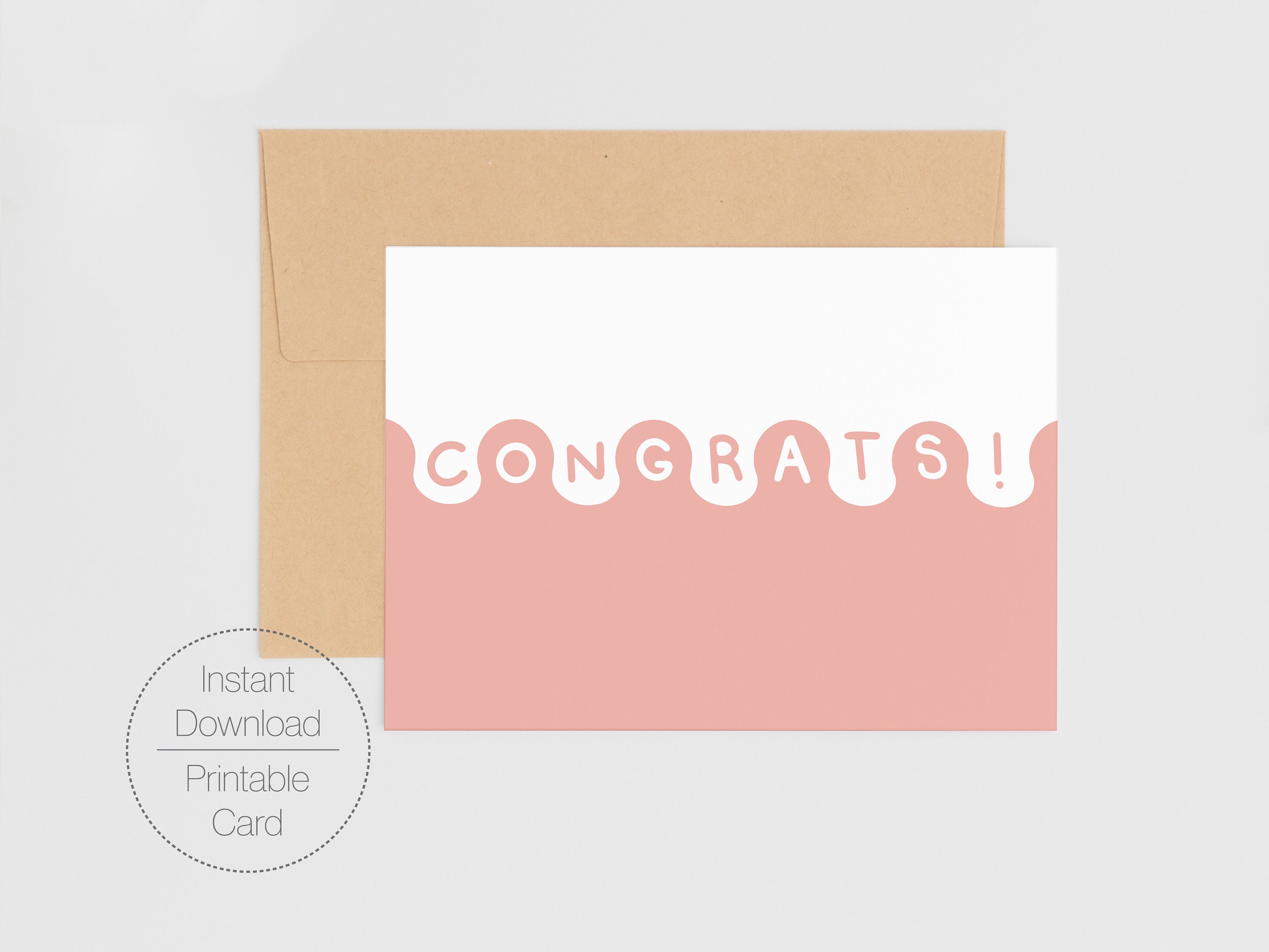 Congrats Graduation Digital Printable Card Simple Modern Hand Lettered ...