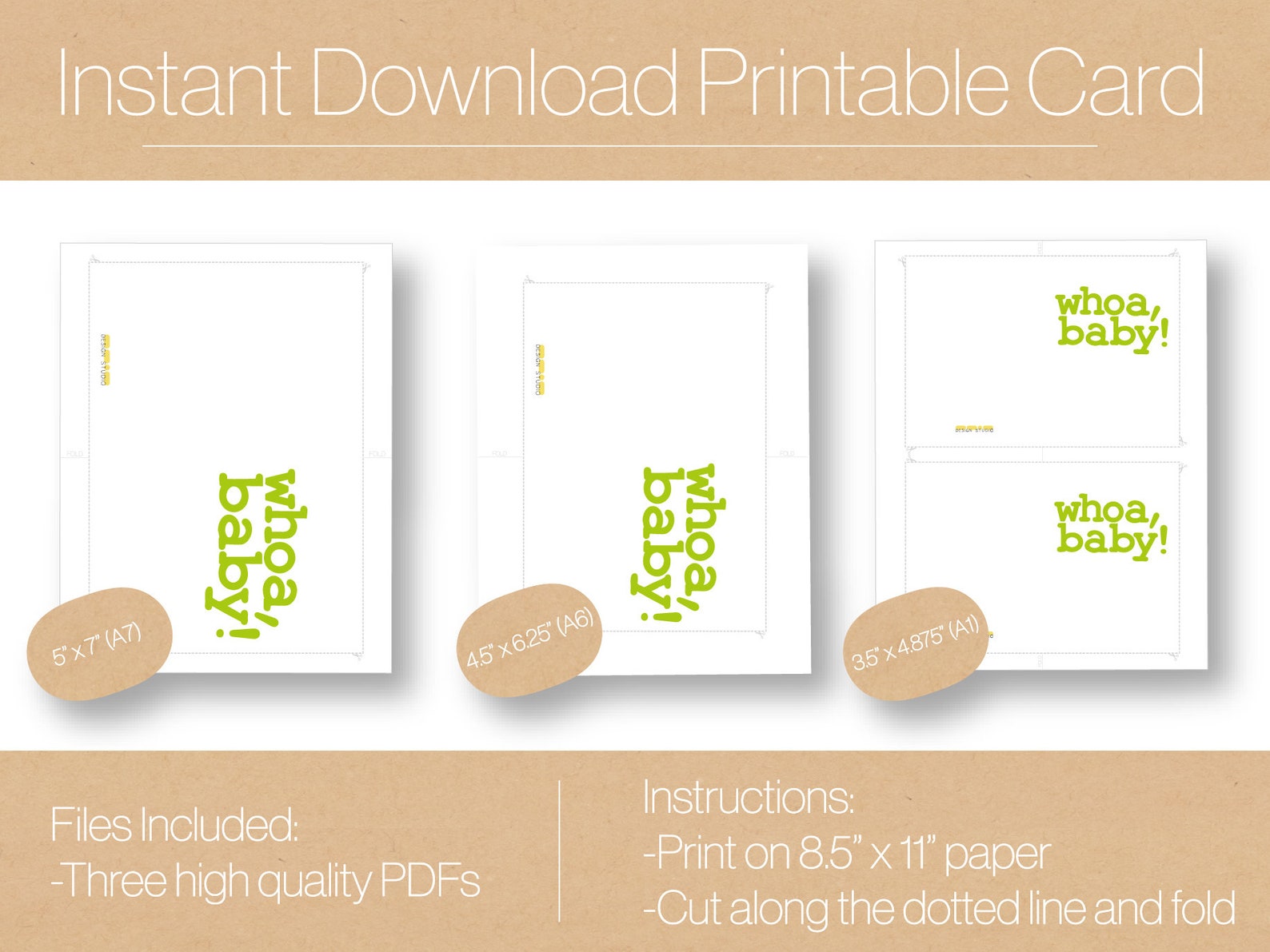 Whoa, Baby! Printable Card | Simple Digital Download Greeting Card ...