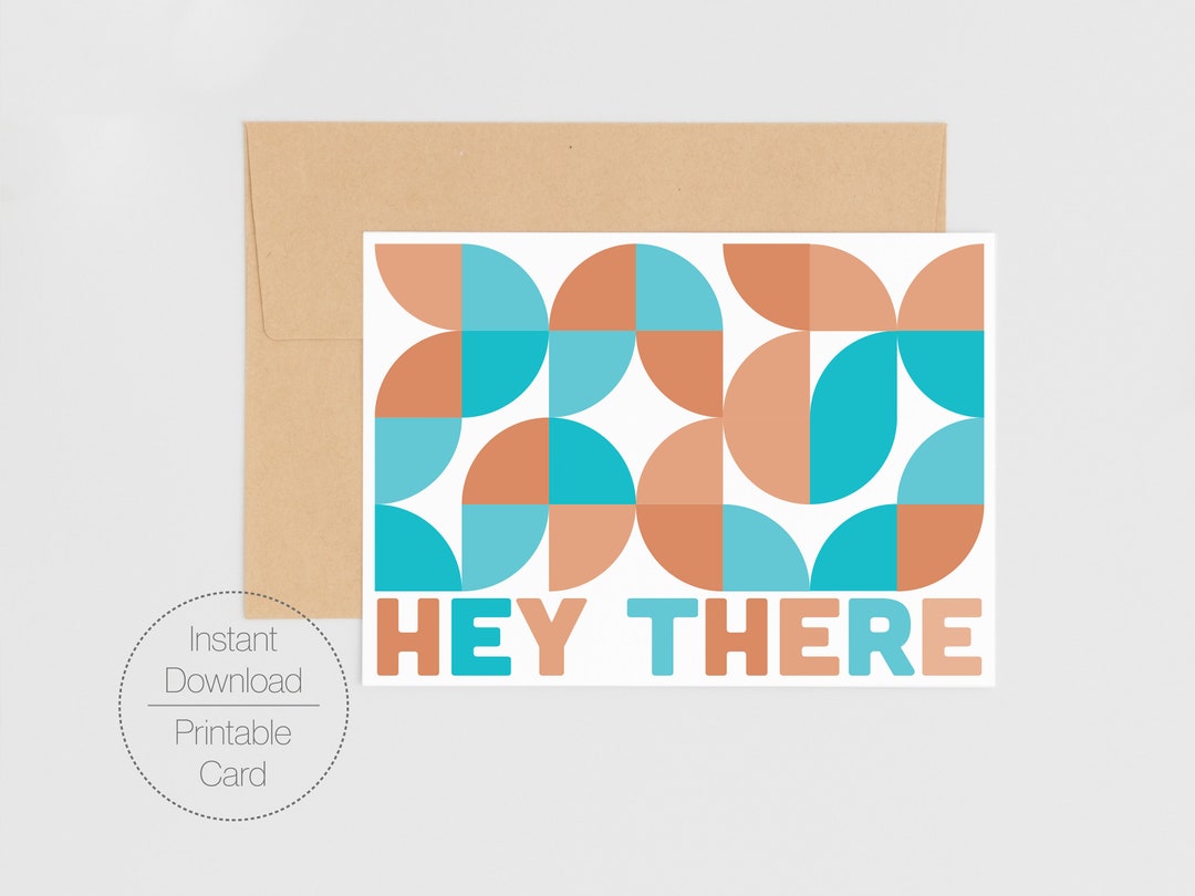 Hey There Digital Printable Card | Simple Modern Download Hello ...