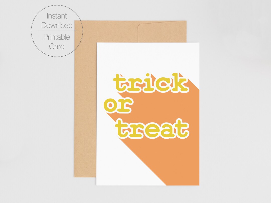 Printable Trick or Treat Digital Card Simple Modern Minimalist Download ...