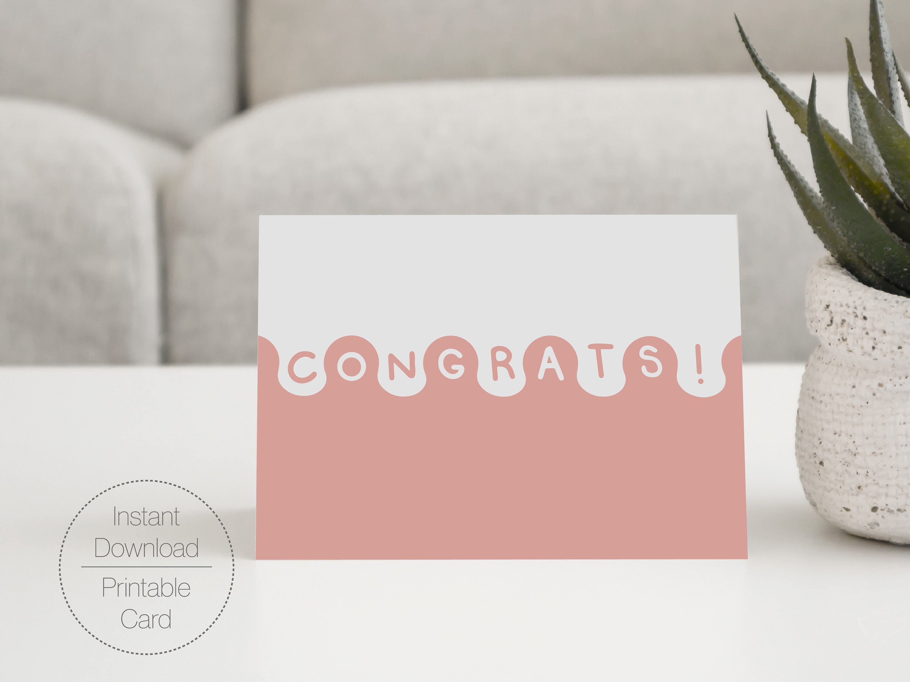 Congrats Graduation Digital Printable Card Simple Modern Hand Lettered ...