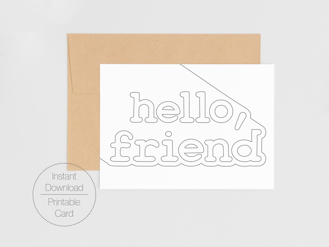 Hello, Friend Printable Card Simple Modern Minimalist Design Greeting ...