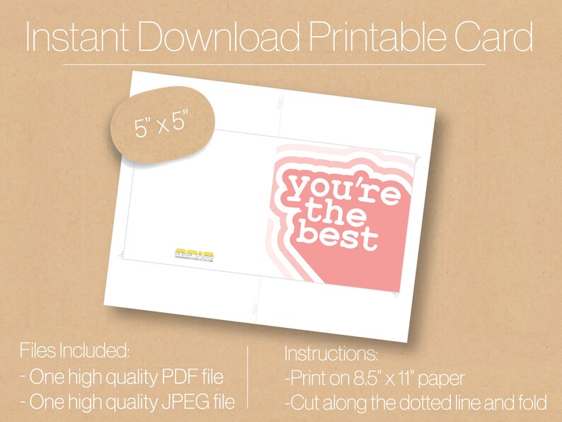 Thank You Card Encouragement Digital Download You're the Best Printable ...