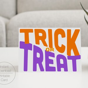 Printable Trick or Treat Digital Card Simple Modern - Etsy