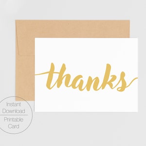 Thanks Printable Card Simple Modern Minimalist Download - Etsy