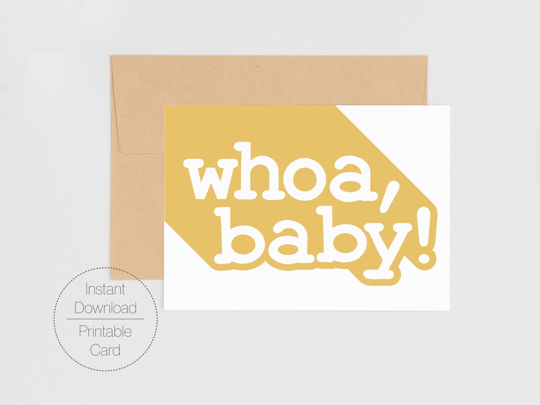 Whoa Baby Modern Printable Card Simple Digital Download Minimalist ...