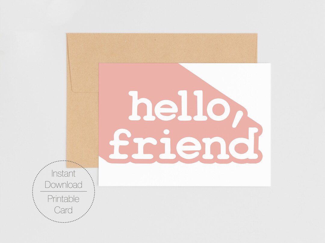Hello, Friend Printable Card Simple Modern Minimalist Design Greeting ...