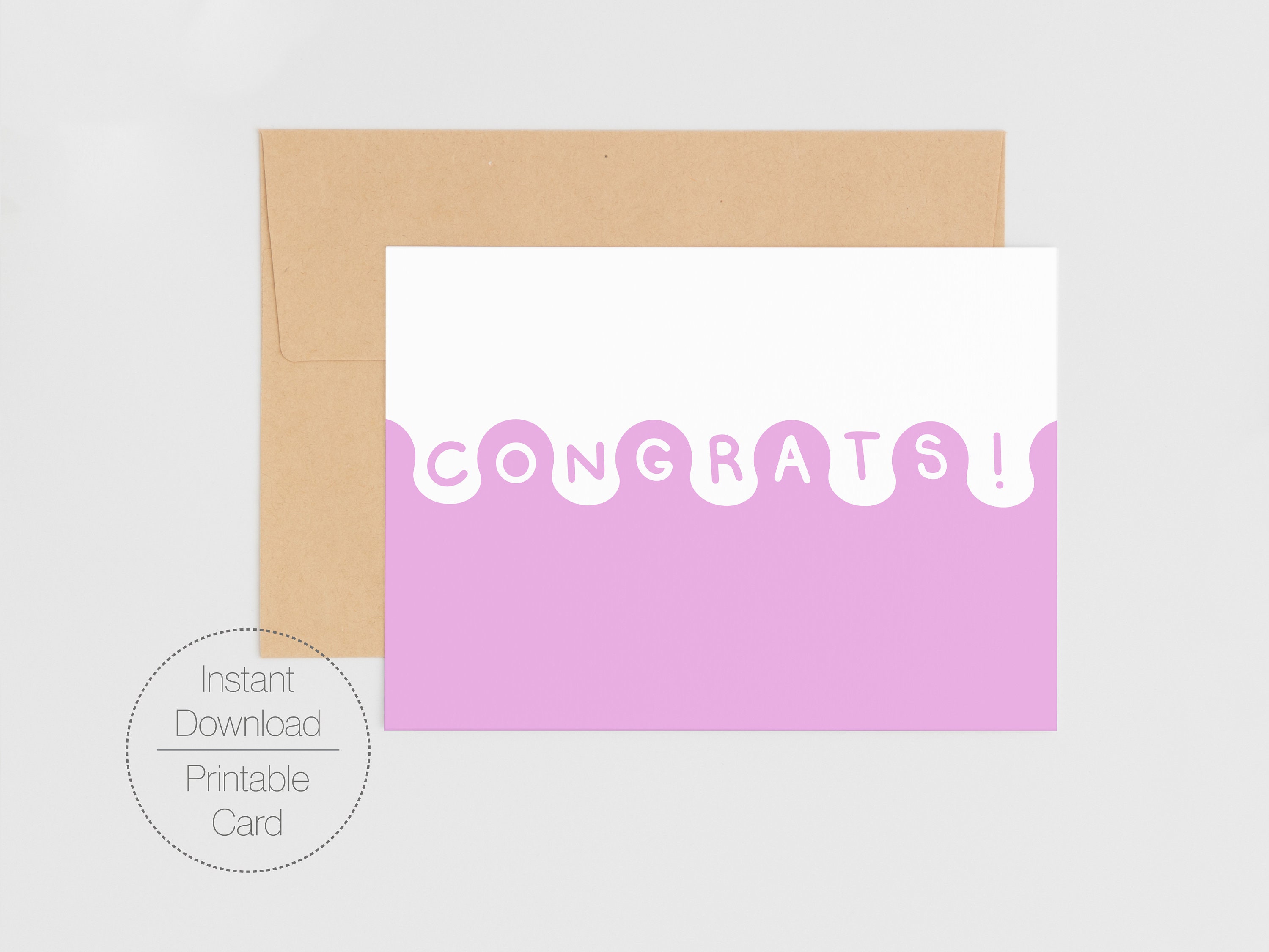 Congrats Graduation Digital Printable Card Simple Modern Hand Lettered ...