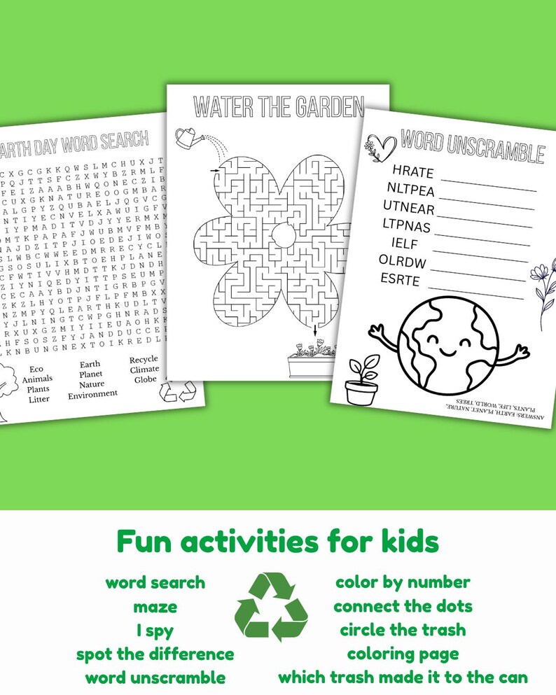 Earth Day Activity Pages for Kids - Elementary School Coloring and ...