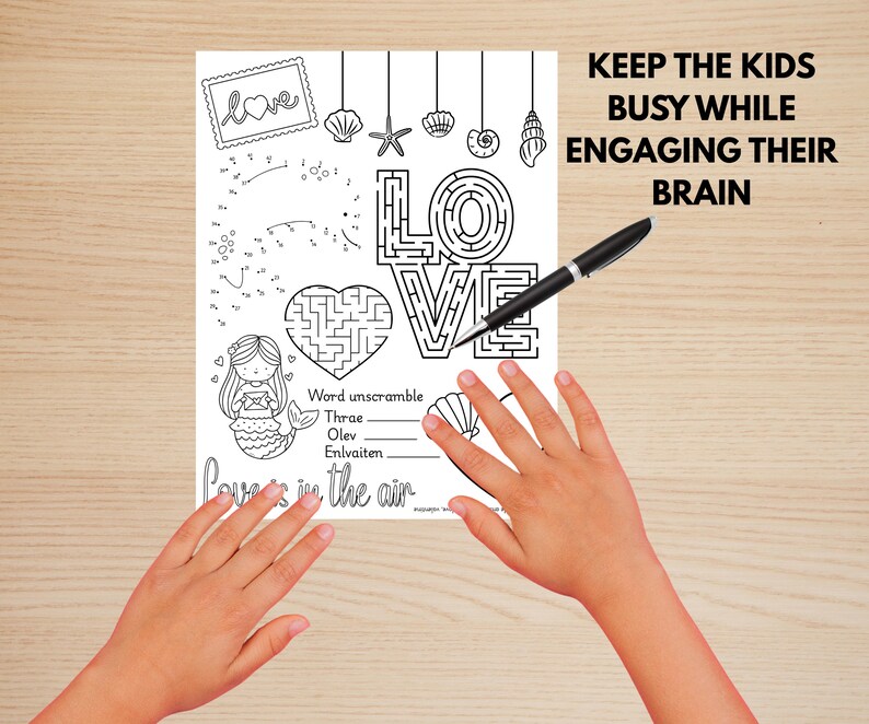 Mermaid Valentine's Day Activity Pages, Word Searches, Mazes, Coloring ...