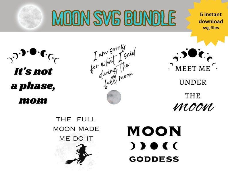 Moon Svg Bundle for Cricut Machine Make Homemade Gifts Witchy - Etsy