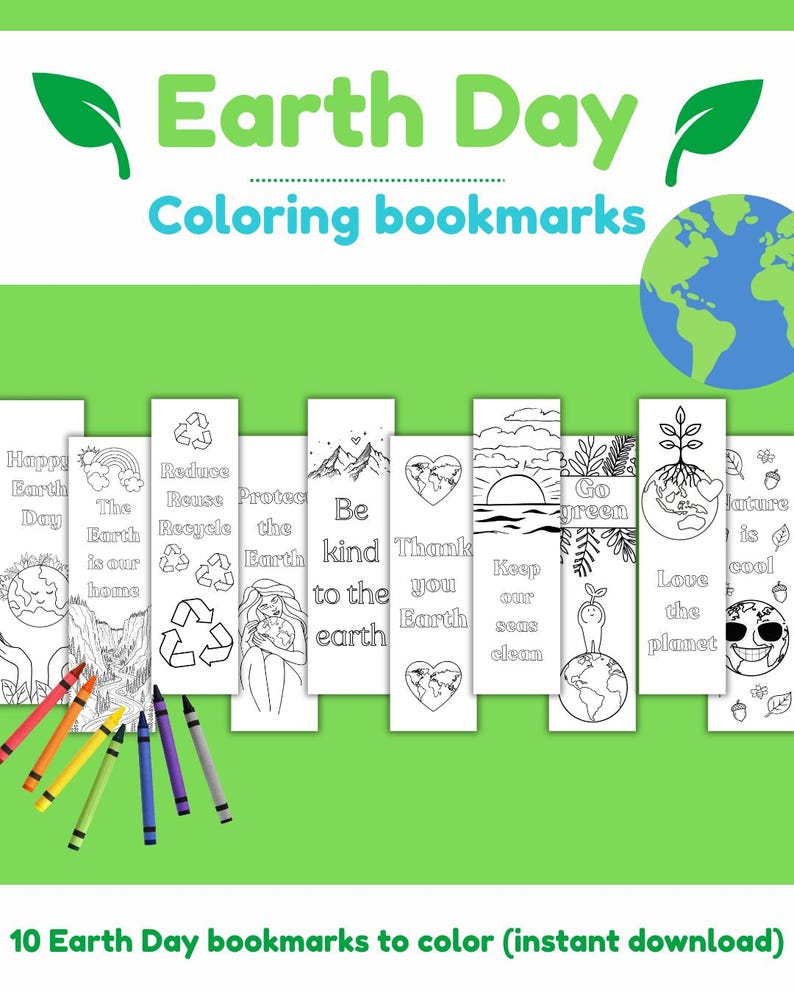 Earth Day Coloring Bookmarks for Kids (digital Download) – Creative ...