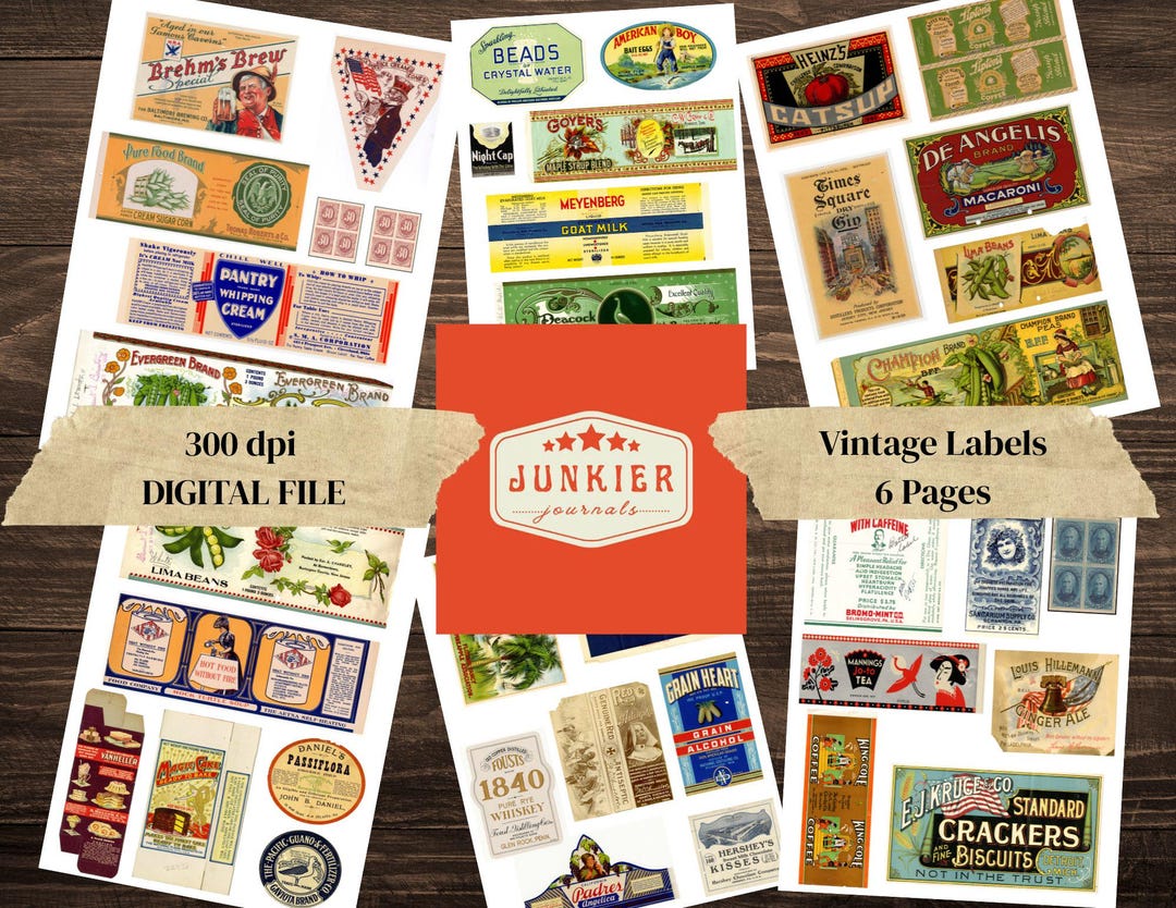 Vintage Labels 6 Pages 300 Dpi DIGITAL FILES - Etsy