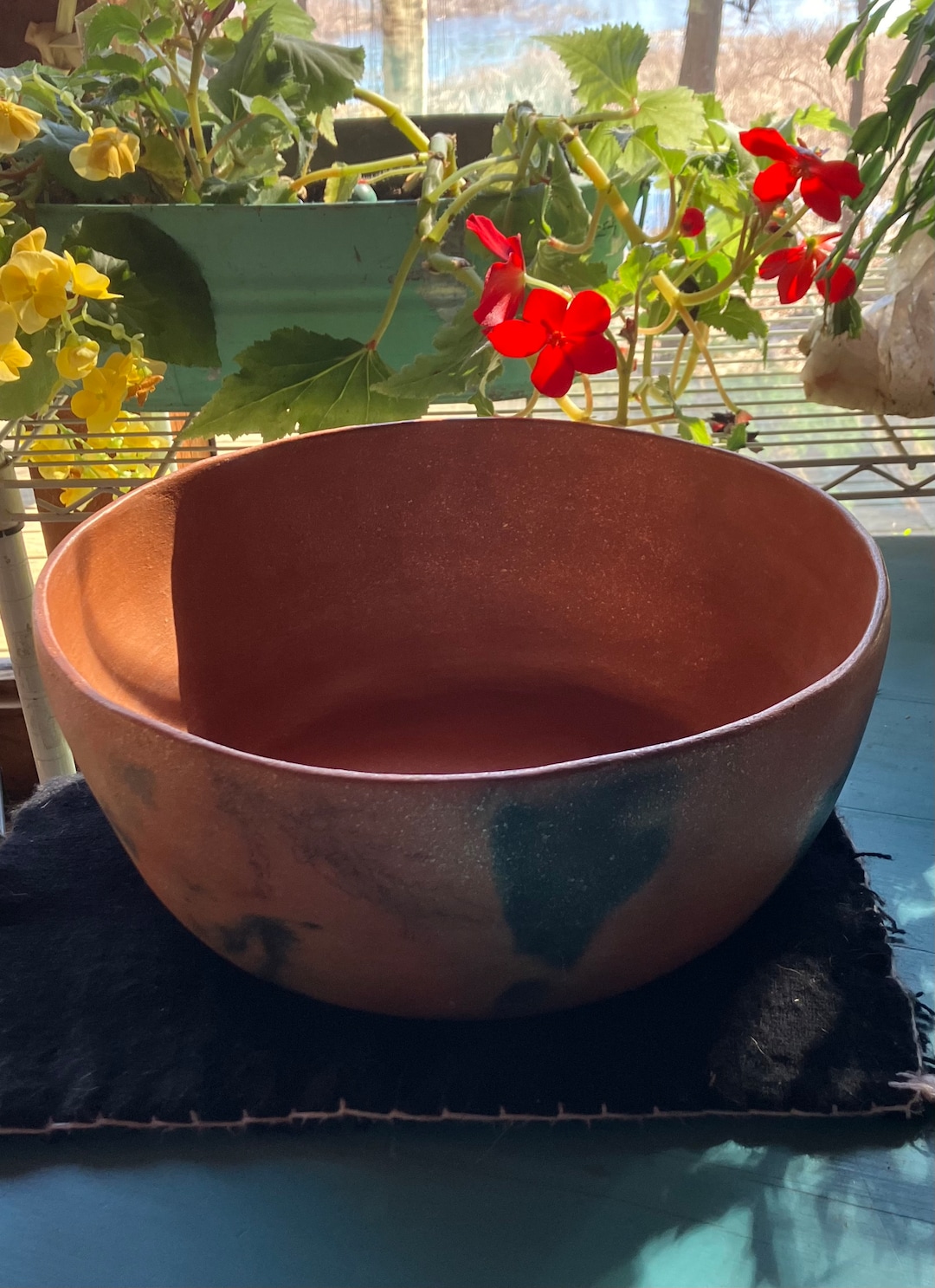 Micaceous Clay Bowl With Fire Clouds and Yak Hair, Perfect for ...