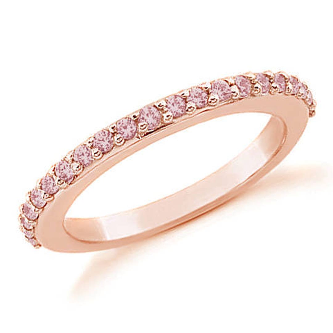 Natural Pink Diamond Wedding Ring 14k Rose Gold Unique Bridal Band - Etsy