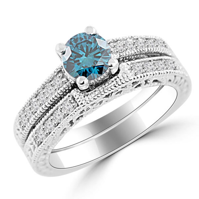 1.05 Carat Fancy Blue Diamond Matching Engagement Ring & - Etsy