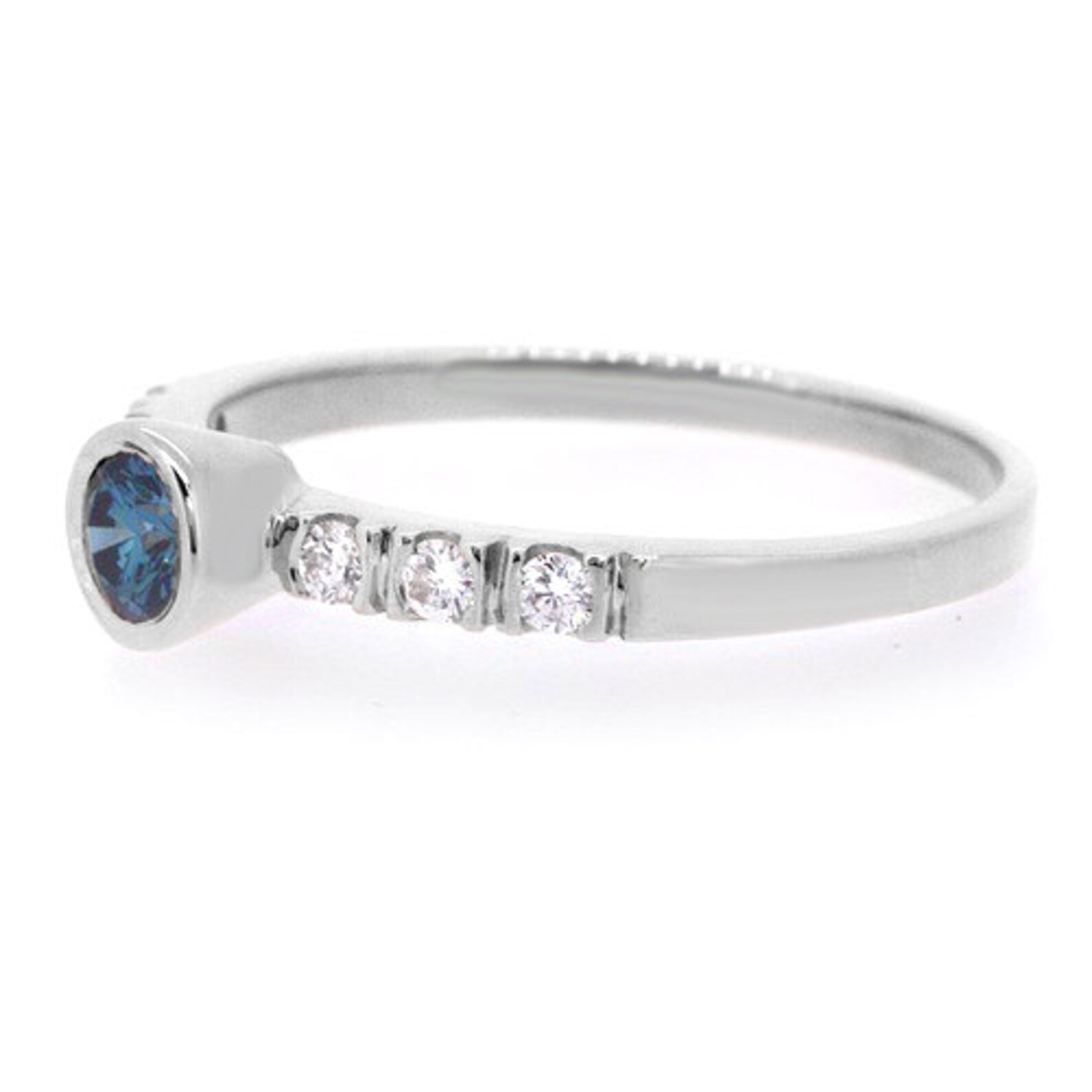 0.49ct Blue Diamond Engagement Promise Ring 14k Gold Bezel Style (AR102 ...