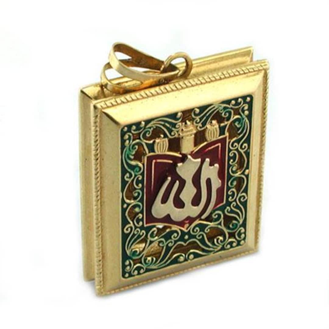 Enameled Mini Holy Koran Quran Book Locket 18K Gold Vintage Charm ...