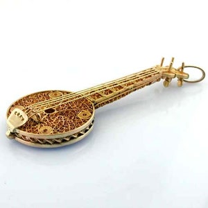 Rare Vintage 14K Gold Handmade Filigree Banjo Mandolin Musical Pendant ...