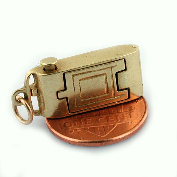 14K Gold Vintage Mechanical Pop-up Lens Photo Camera 3D Movable Charm ...