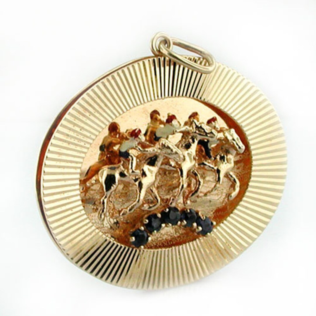 Horse Racing Jockeys Vintage 14k Gold Charm Pendant - Etsy