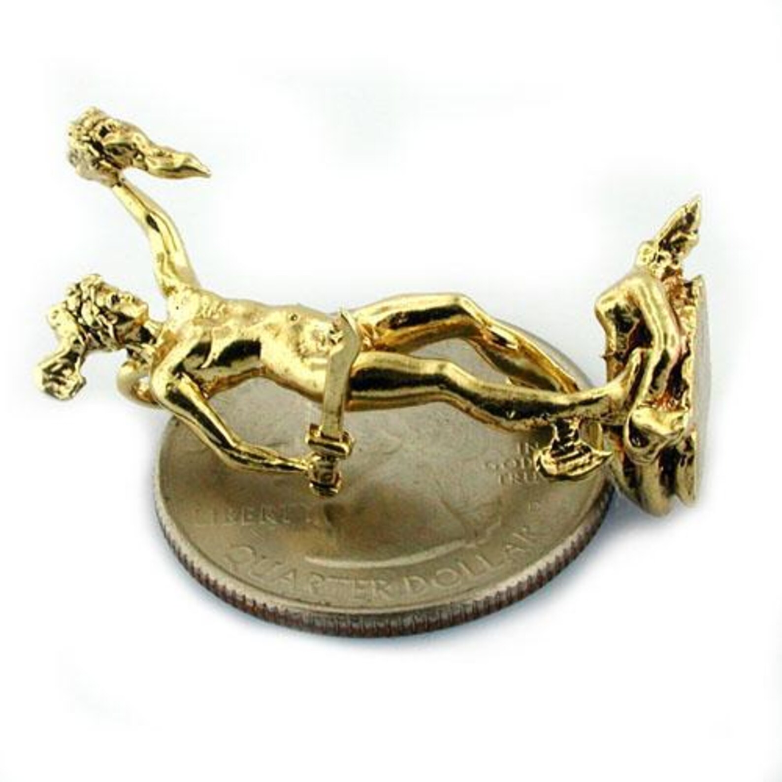 14k Gold Perseus With Head of Medusa Statue Charm Pendant - Florence ...