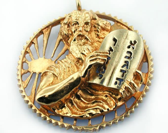 Moses With 10 Commandments Tablet Vintage 14k Gold Charm Pendant - Etsy