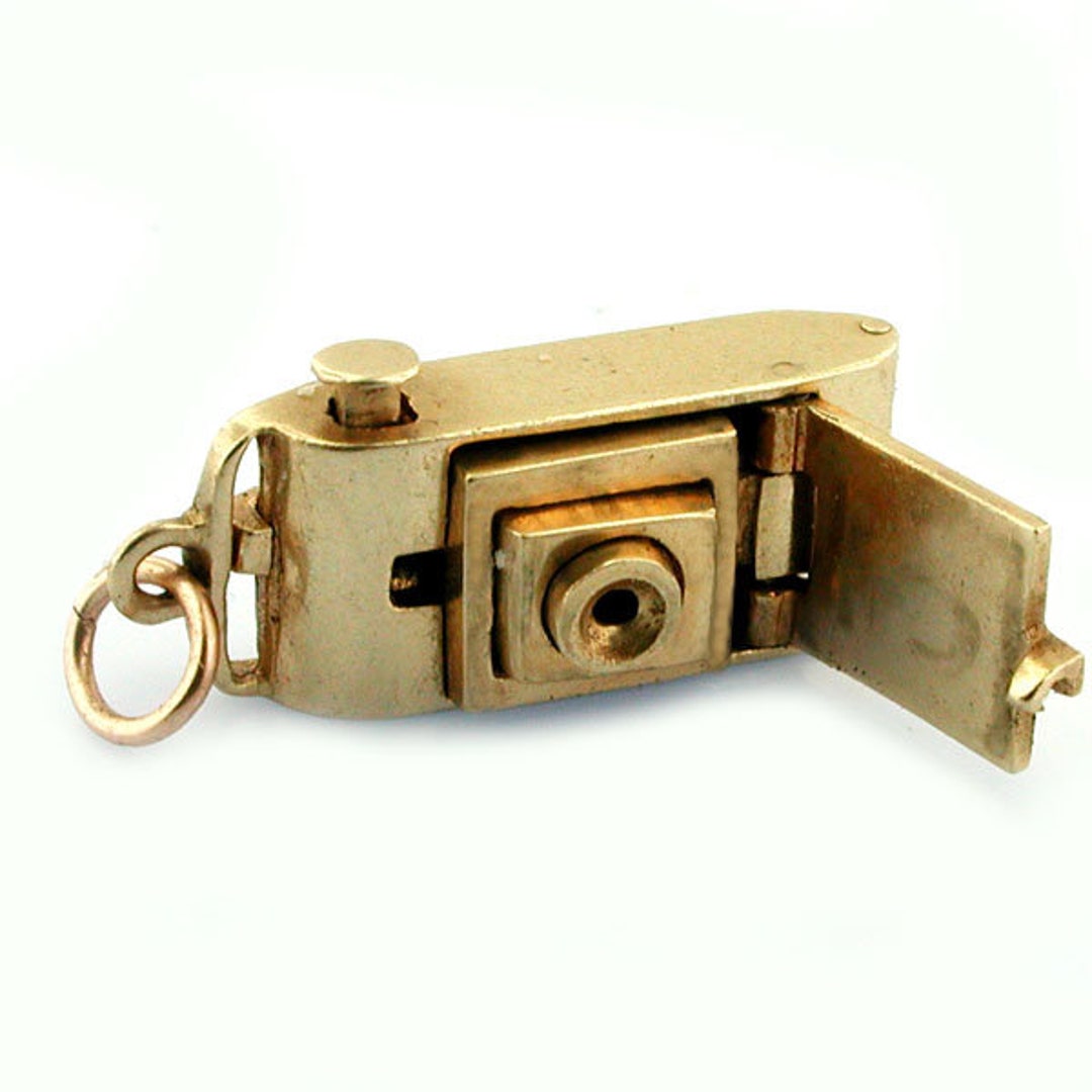 14K Gold Vintage Mechanical Pop-up Lens Photo Camera 3D Movable Charm ...