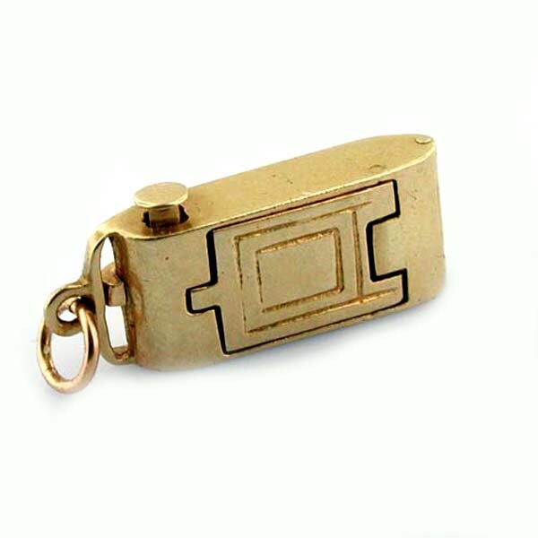 14K Gold Vintage Mechanical Pop-up Lens Photo Camera 3D Movable Charm ...