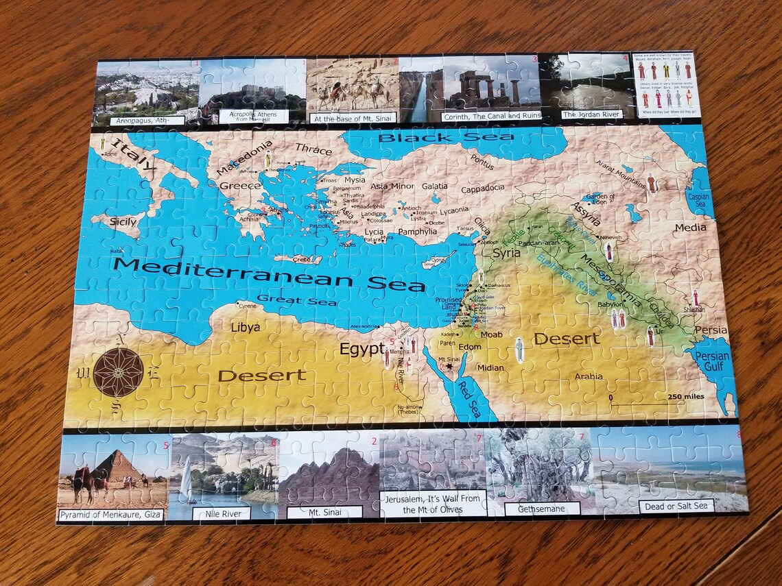 Puzzle Map of Bible Lands, 285 Piece Puzzle, With Photos of the Lands ...