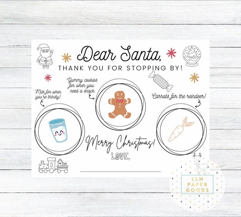 Santa Placemat, Milk, Cookies and Carrots Printable - Etsy