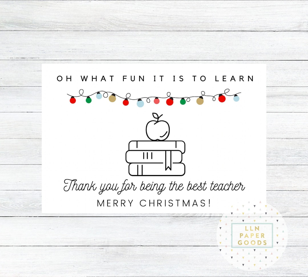 Teacher Christmas Card Printable - Etsy