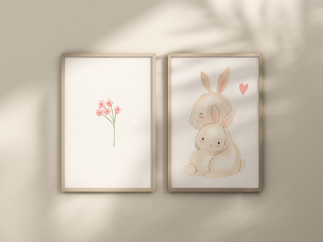 Bunny Nursery Print mommy and Baby Nursery Print Nursery - Etsy