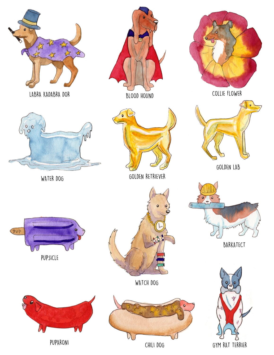 8 5 X 11 Print Of Terrible Dog Puns Etsy