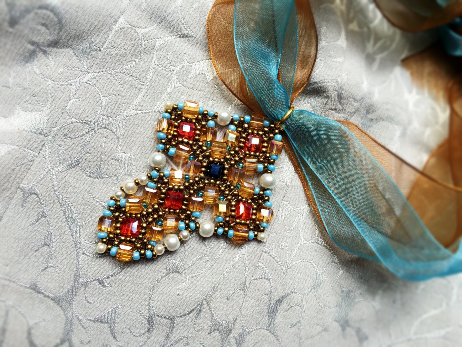 Cross Beaded Cross Tutorial Beadweaving Pattern Seed Bead Beadwork ...