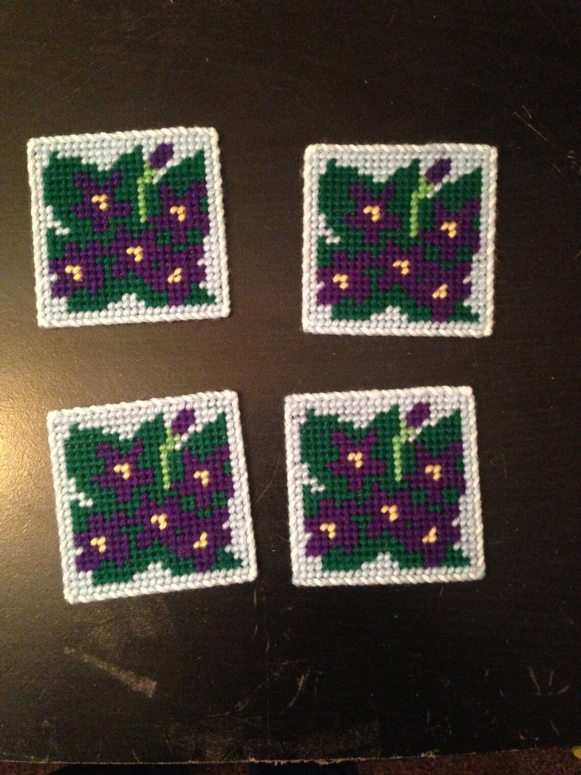 Plastic Canvas Tissue Box Cover Violets Flower, Make a Great Kitchen ...