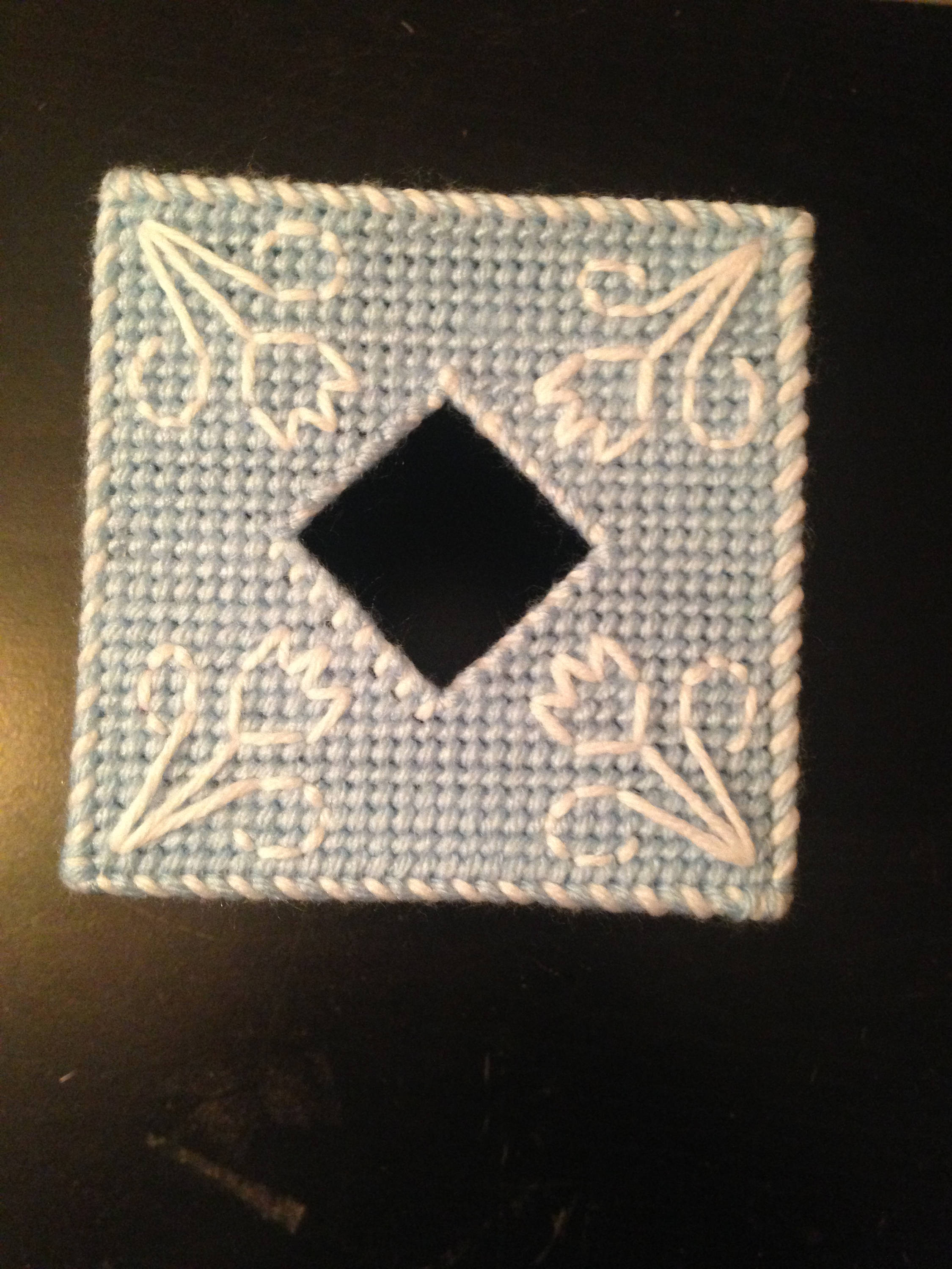 Plastic Canvas Tissue Box Cover Violets Flower, Make a Great Kitchen ...