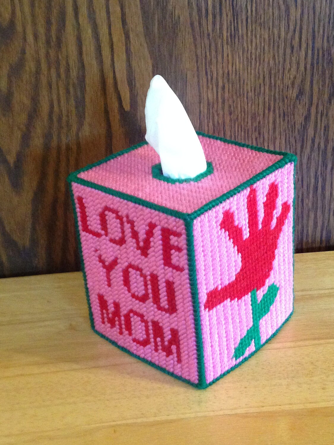 Love You Mom Tissue Box Cover, Mother's Day Gift, Hand Print Flower ...