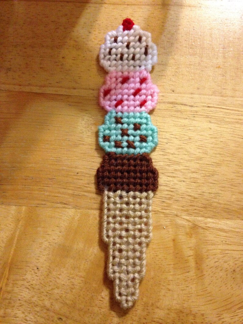 Plastic Canvas Ice-cream Bookmark - Etsy Australia