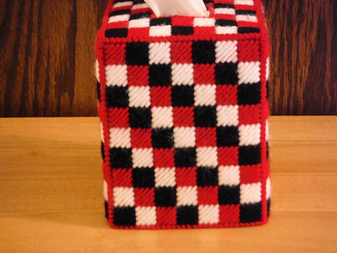 Red, White and Black Checker Tissue Box Cover - Etsy