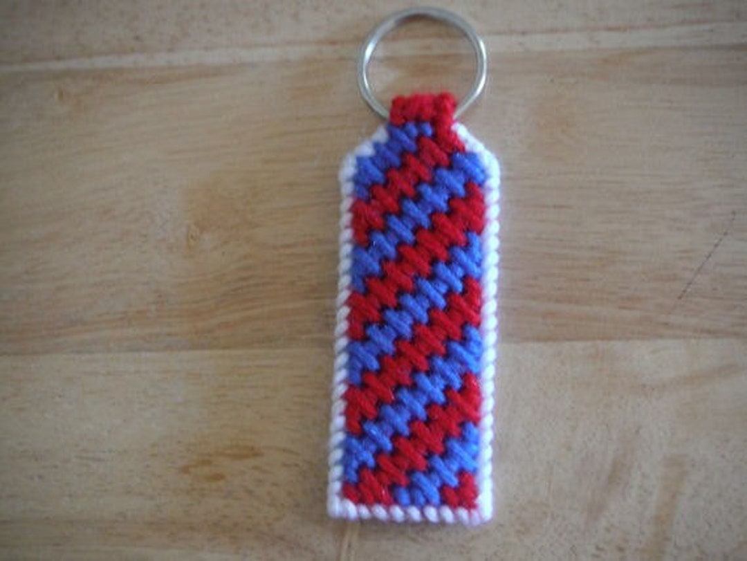 Red White and Blue Plastic Canvas Keychain - Etsy