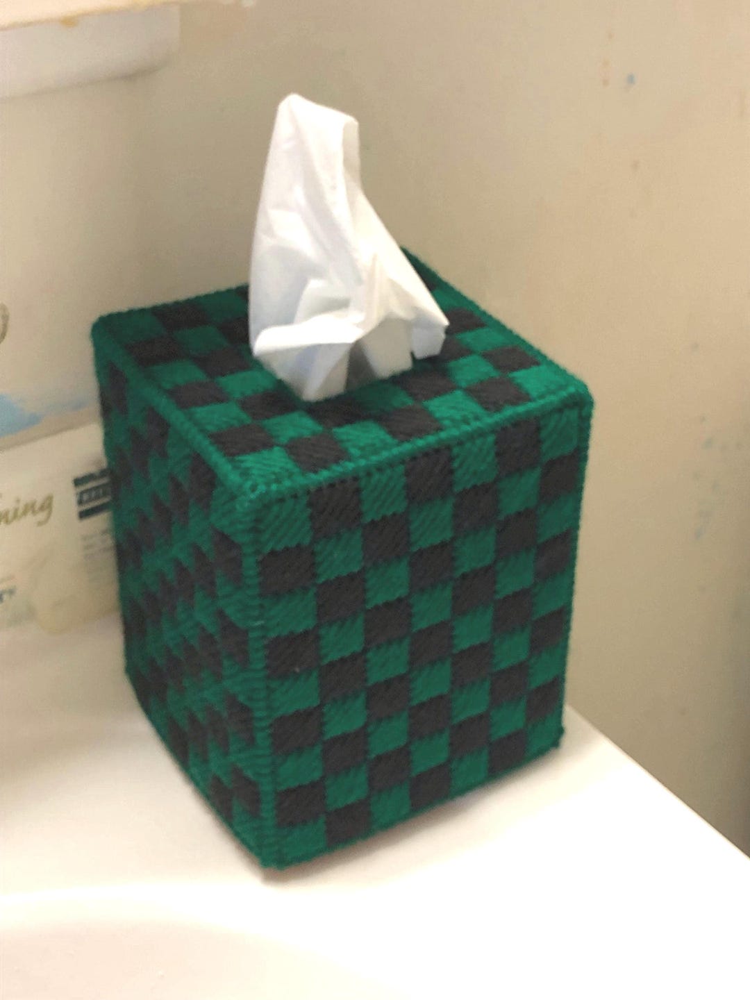 Green and Black Checker Tissue Box Cover Décor - Made to Order - Etsy