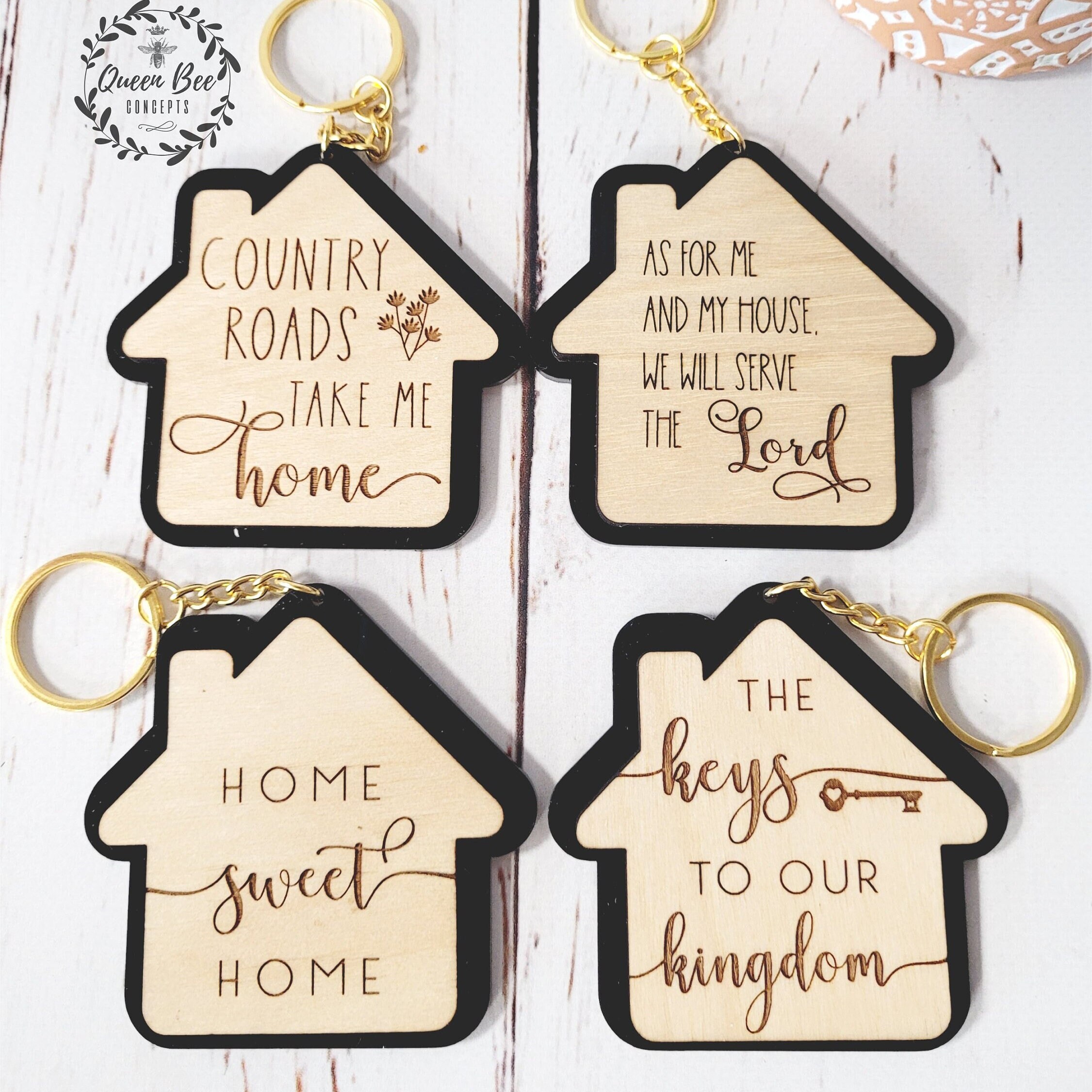Wood House Keychain: Laser Cut Maple & Acrylic, New Home Gift - Etsy